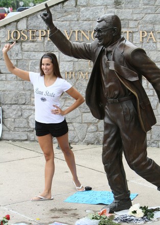 Woman Poses Joe Paterno Statue Outside Editorial Stock Photo - Stock ...
