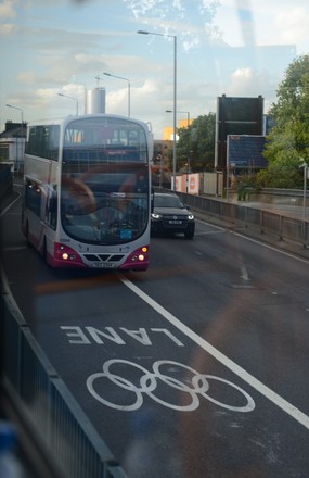 Olympic Bus Drives Along Special Lane Editorial Stock Photo - Stock ...