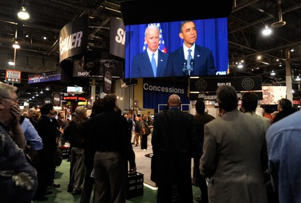 Attendees Watch President Barack Obama Vice Editorial Stock Photo ...