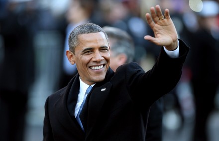President Barack Obama Waves During Inaugural Editorial Stock Photo ...