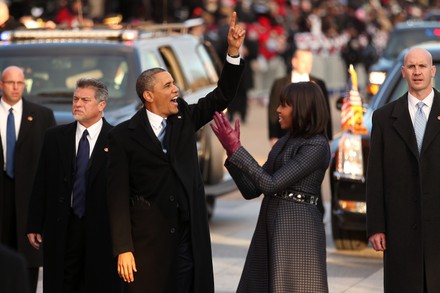 President Barack Obama Waves During Inaugural Editorial Stock Photo ...