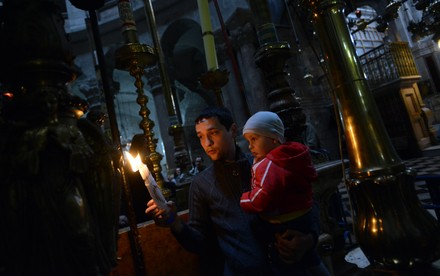 Christian Pilgrim Lights Candles Church Holy Editorial Stock Photo ...