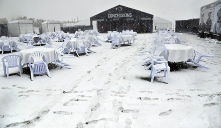 Chairs Tables Covered Snow Concession Stand Editorial Stock Photo ...