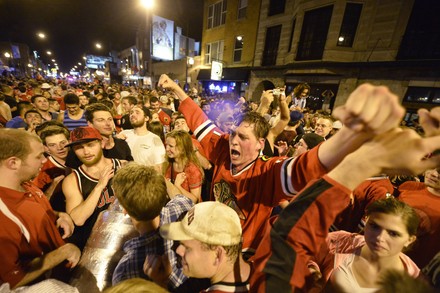 Chicago Blackhawks Fans Celebrate After Their Editorial Stock Photo ...