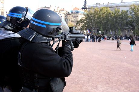 Riot Police Aiming Weapons Editorial Stock Photo - Stock Image ...