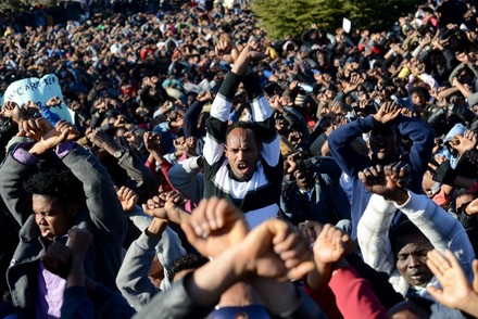 African Asylum Seekers Hold Their Hands Editorial Stock Photo - Stock ...