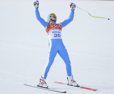 Italys Christof Innerhofer Celebrates After His Editorial Stock Photo ...