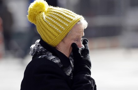 Woman Bundled Freezing Weather Covers Her Editorial Stock Photo - Stock ...