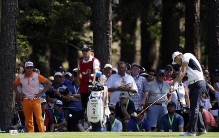 Rickie Fowler Watches Martin Kaymer Tee Editorial Stock Photo - Stock ...