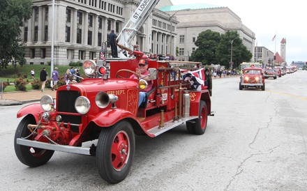 Fire Trucks Old New Move Slowly Editorial Stock Photo - Stock Image ...