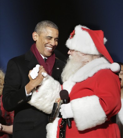 Us President Barack Obama Greets Santa Editorial Stock Photo - Stock ...