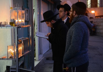 Jews Celebrate Hanukkah In Jerusalem, Israel - 23 Dec 2014 Stock ...