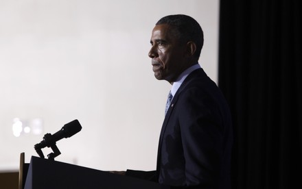 Us President Barack Obama Talks About Editorial Stock Photo - Stock ...
