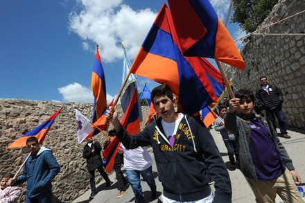 Members Armenian Community Carry Armenian Flags Editorial Stock Photo ...