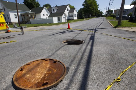Manhole Cover Cut Bolt Lays On Editorial Stock Photo - Stock Image ...
