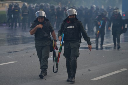 Riot Police Hold Rubber Bullets Gun Editorial Stock Photo - Stock Image ...