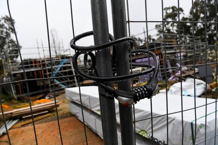 Locked Gate Seen Residential Construction Site Editorial Stock Photo ...