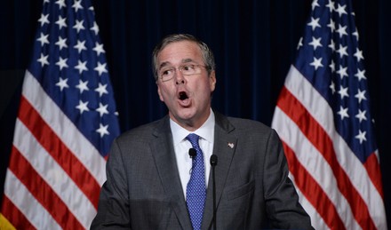 Republican Presidential Candidate Jeb Bush Delivers Editorial Stock ...