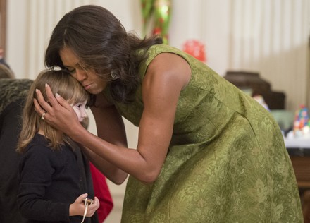 First Lady Michelle Obama Hugs Child Editorial Stock Photo - Stock ...