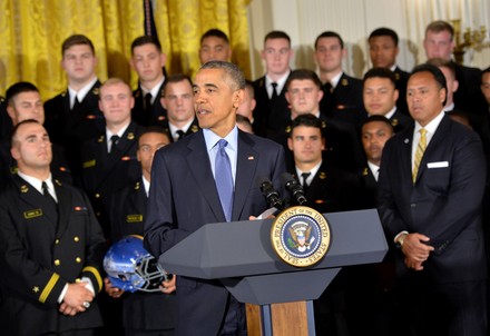President Barack Obama Delivers Remarks He Editorial Stock Photo ...