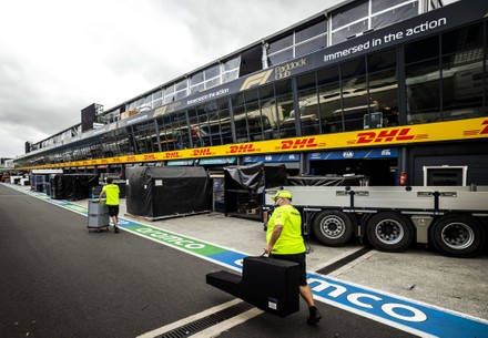 FORMULA 1 TEAMS BUILDING THEIR GARAGES Editorial Stock Photo - Stock ...