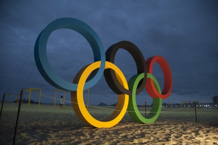 Set Olympic Rings Seen On Copacabana Editorial Stock Photo - Stock ...
