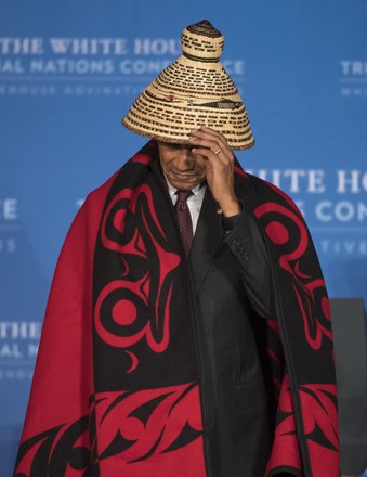 President Barack Obama Wears Ceremonial Hat Editorial Stock Photo ...