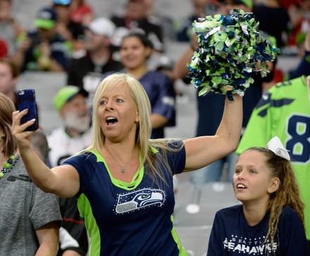 Seattle Seahawks Fans Multitasks Her Camera Editorial Stock Photo ...