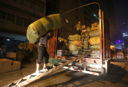 Chinese Worker Loads Lorry All Sorts Editorial Stock Photo - Stock ...