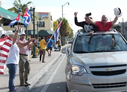 Cubanamericans Celebrate Death Former Cuban Leader Editorial Stock ...