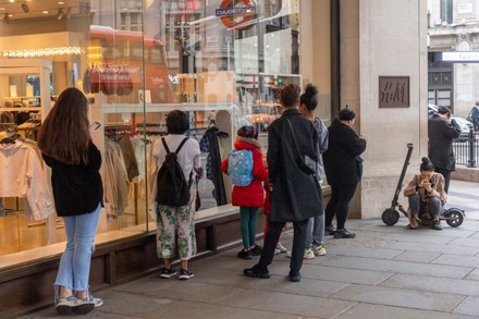 Customers Queue Outside Hm Regent Street Editorial Stock Photo - Stock ...