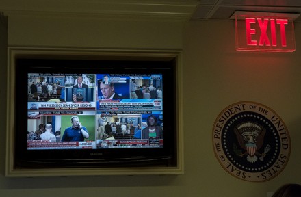 Tv Displays Four Channels Breaking News Editorial Stock Photo - Stock ...