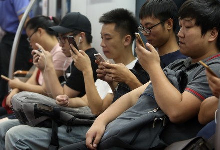 Chinese Students Use Their Smartphones While Editorial Stock Photo ...