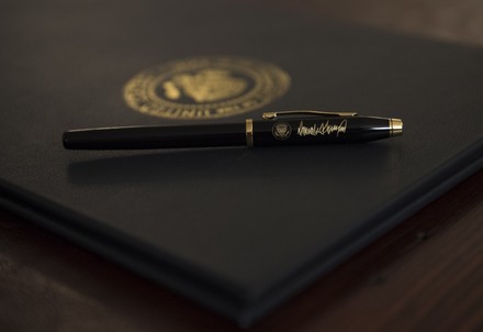 Pen President Donald Trumps Signature Seen Editorial Stock Photo ...