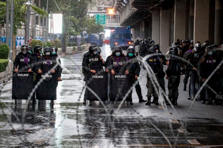 Thai Riot Police Stand Behind Barb Editorial Stock Photo - Stock Image ...