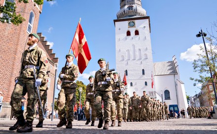 Soldiers Parade Danish Flag During Veterans Editorial Stock Photo ...