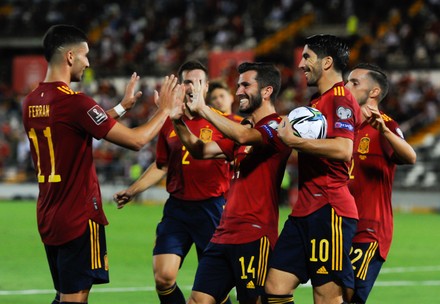 Spains Players Celebrate Scoring During Fifa Editorial Stock Photo ...