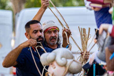 Pyrotechnician Prepares Fireworks Around Municipal Falla Editorial ...