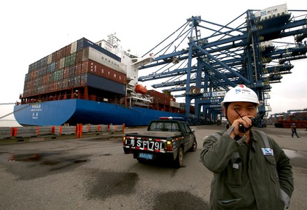 Port Security Monitors Shipping Containers Being Editorial Stock Photo ...