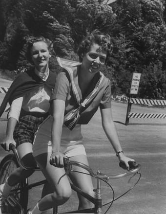 College Girls Riding Bicycle During Their Editorial Stock Photo - Stock ...