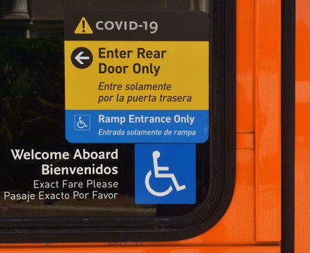 Sign On Bus Asks Riders Use Editorial Stock Photo - Stock Image ...