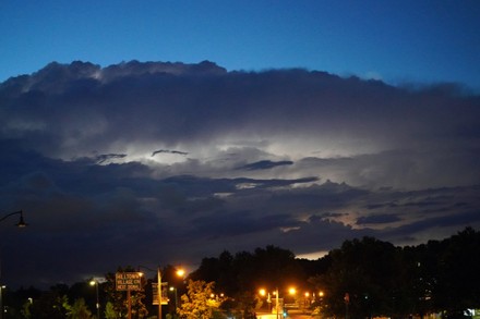 Lightning Lights Night Sky Through Ominous Editorial Stock Photo ...