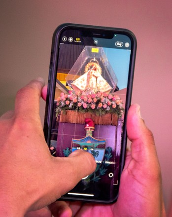 Devote Takes Picture Statue Our Lady Editorial Stock Photo - Stock ...