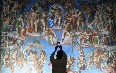 Visitor Michelangelos Sistine Chapel Display Americas Editorial Stock ...