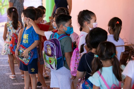 Children Queue Before Entering Classroom During Editorial Stock Photo ...