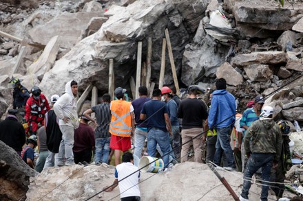 Rescuers Work Amid Ruins After Landslide Editorial Stock Photo - Stock ...