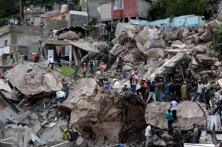 Rescuers Work Amid Ruins After Landslide Editorial Stock Photo - Stock ...