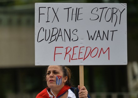 Cuban Protesters Placard Words Fix Story Editorial Stock Photo - Stock ...