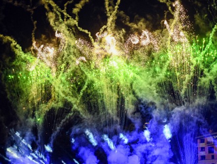 Fireworks Pyrotechnics Show the Great Parade Editorial Stock Photo ...