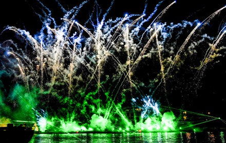 Fireworks Pyrotechnics Show the Great Parade Editorial Stock Photo ...